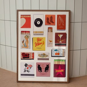 Vintage Matchbox Print, Trendy Matches Poster, Retro Usa Matchbook Wall ...