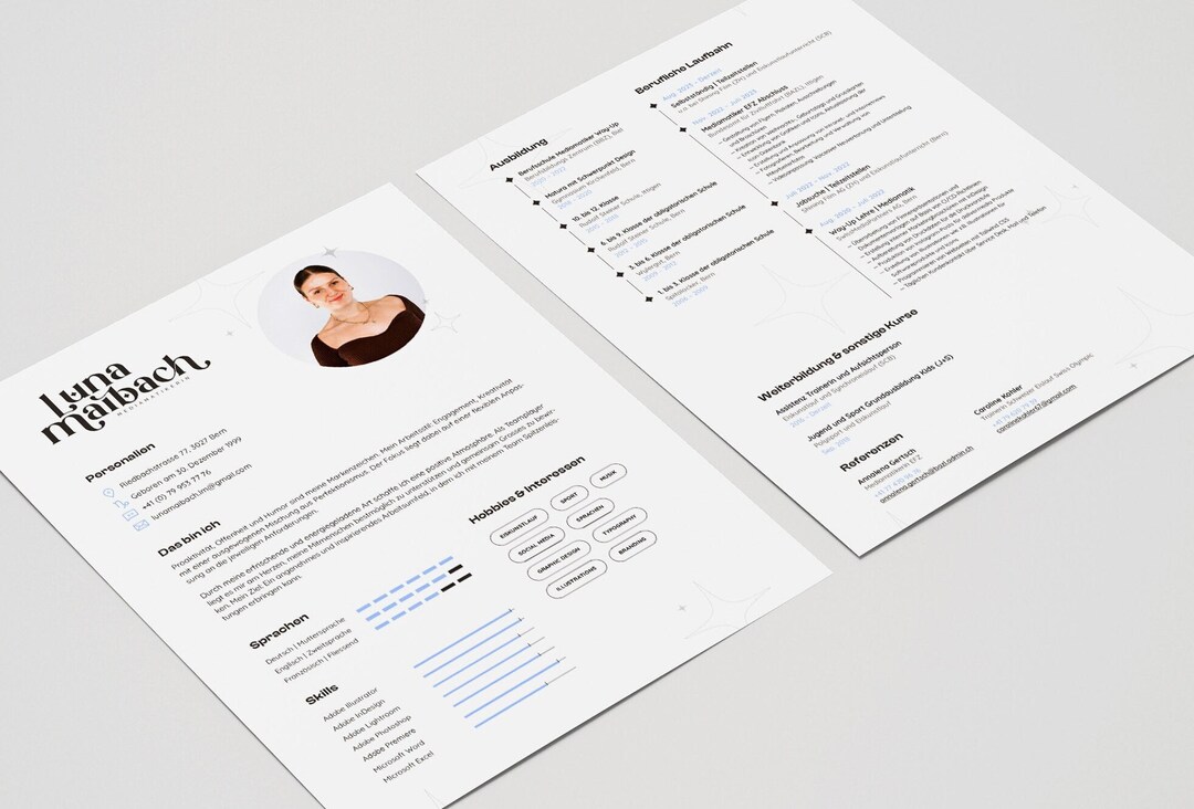 Modern A4 CV Template for Adobe Illustrator - Etsy