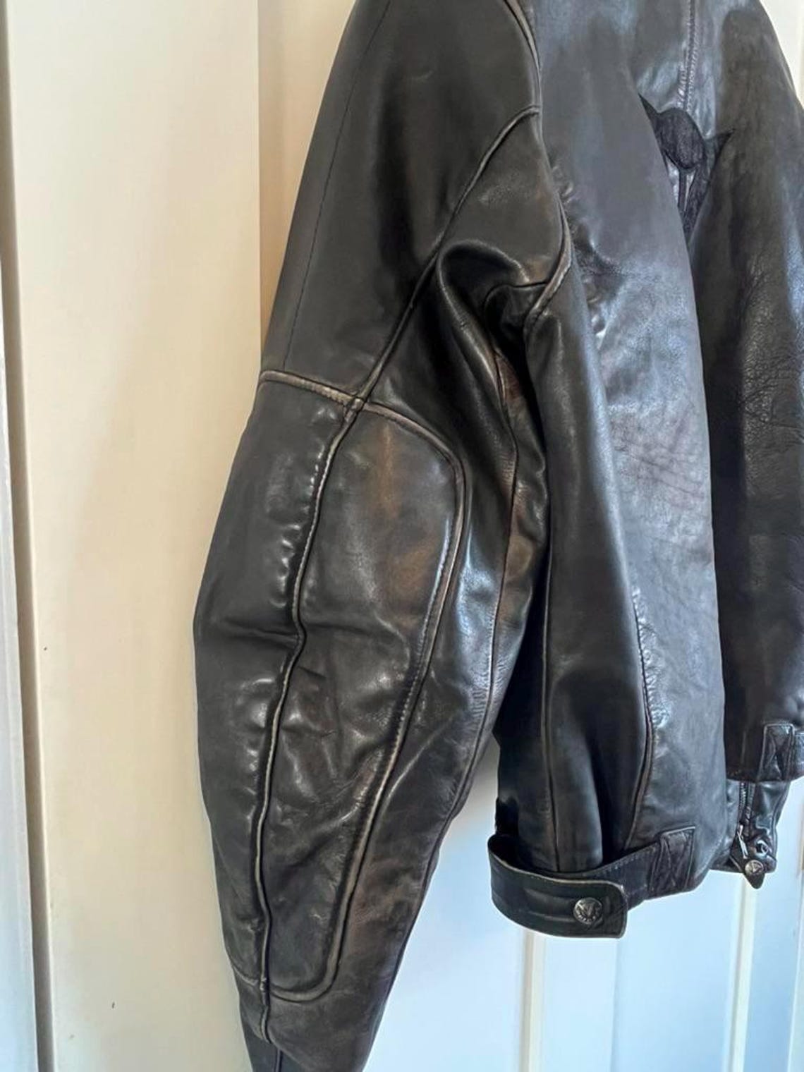 Vintage Dainese Cafe Racer Black Leather Motorcycle Jacket Mens Euro 48 ...