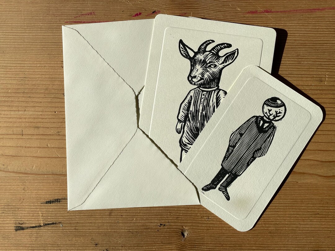 I'm a Goat. Linoprint. Deluxe Hand-printed Limited Edition Postcard - Etsy