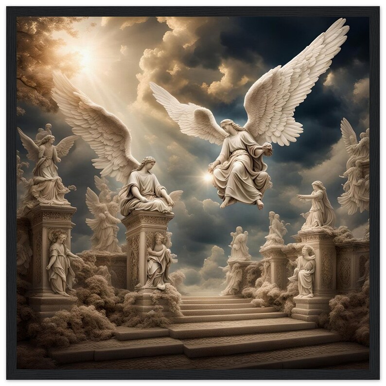 Heavenly Art Print God and Angels Museum Quality Matte Paper Wooden ...