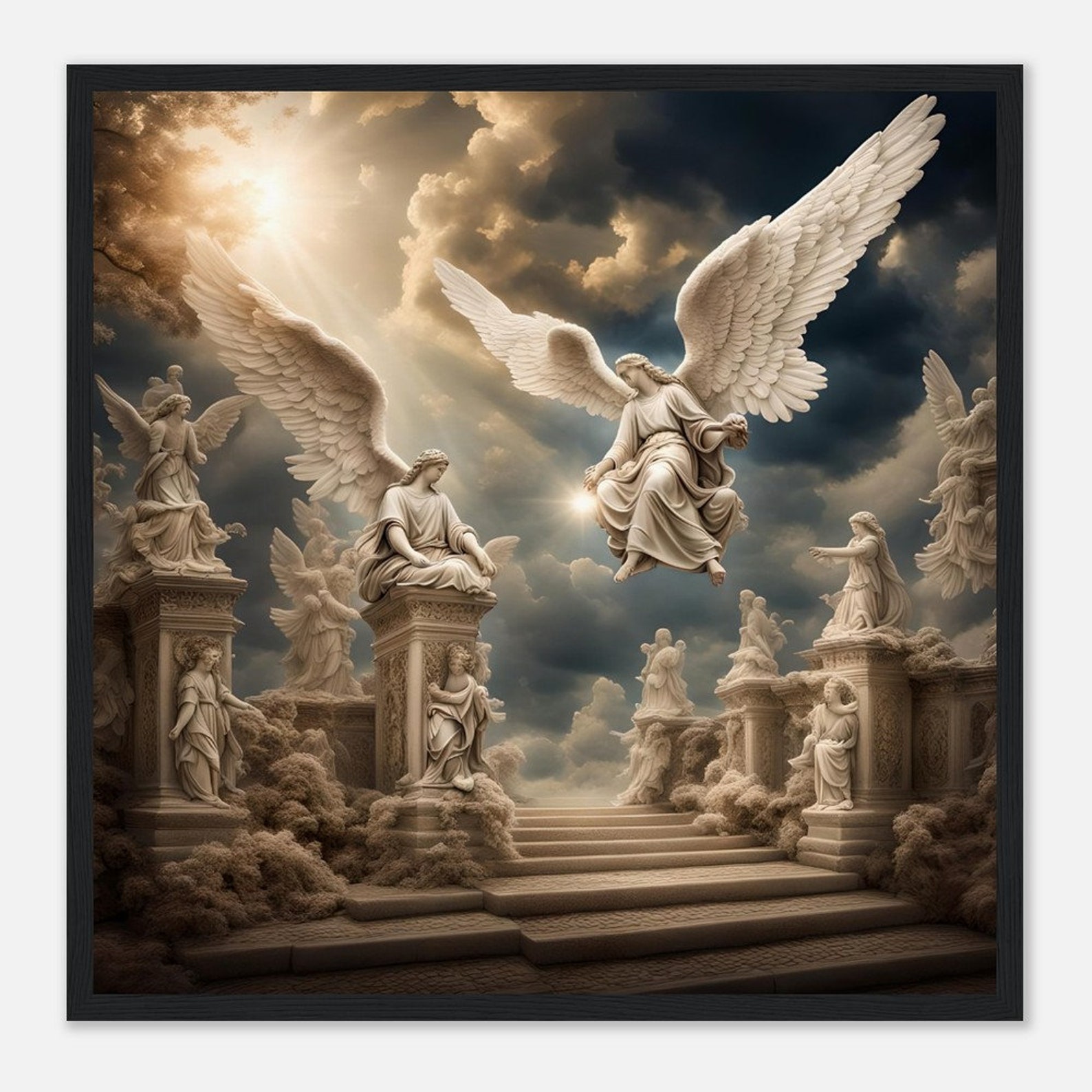 Heavenly Art Print God and Angels Museum Quality Matte Paper Wooden ...