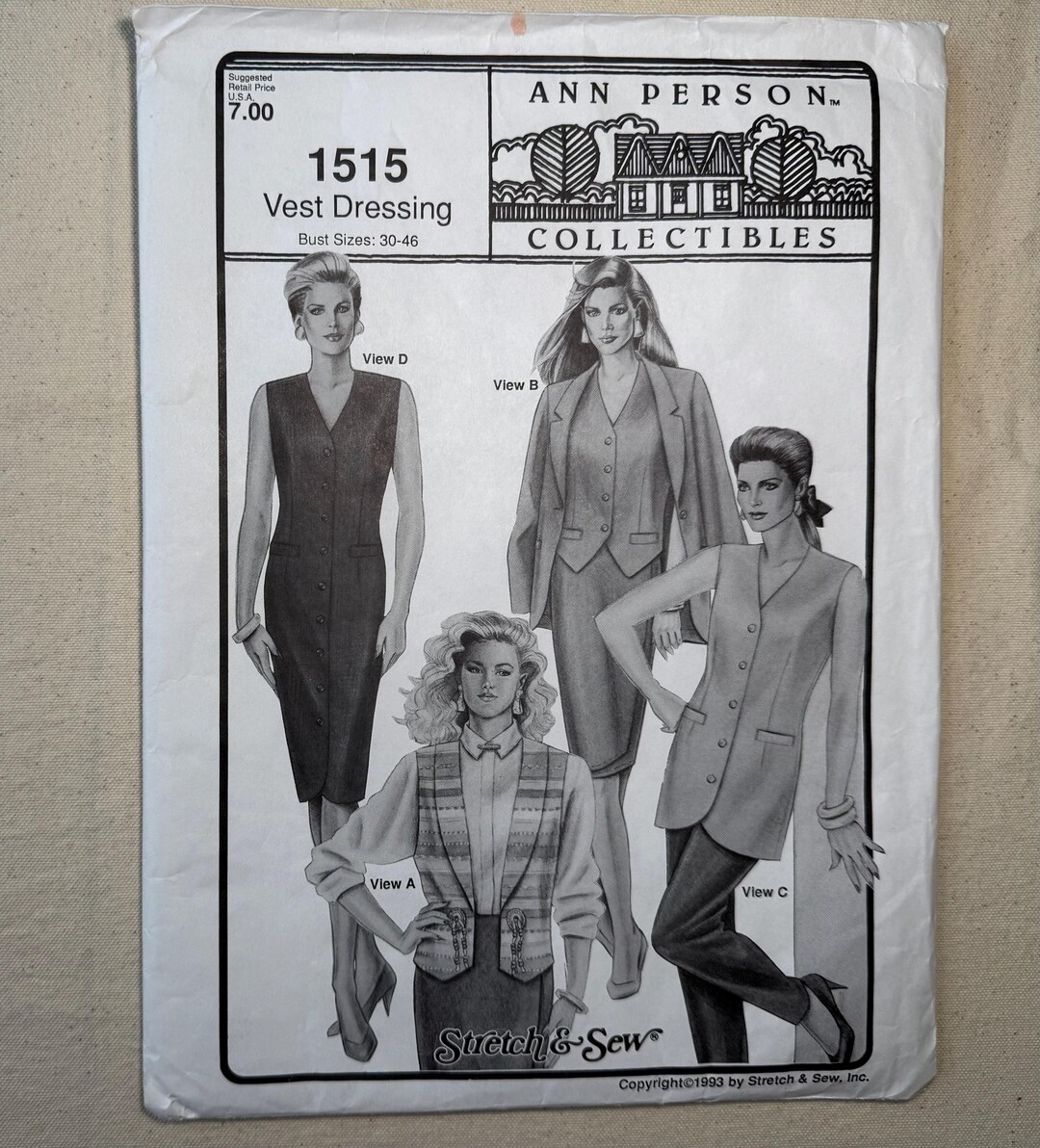 Vintage 1993 Stretch and Sew Ann Person Collection #1515 Vest Sewing - Etsy
