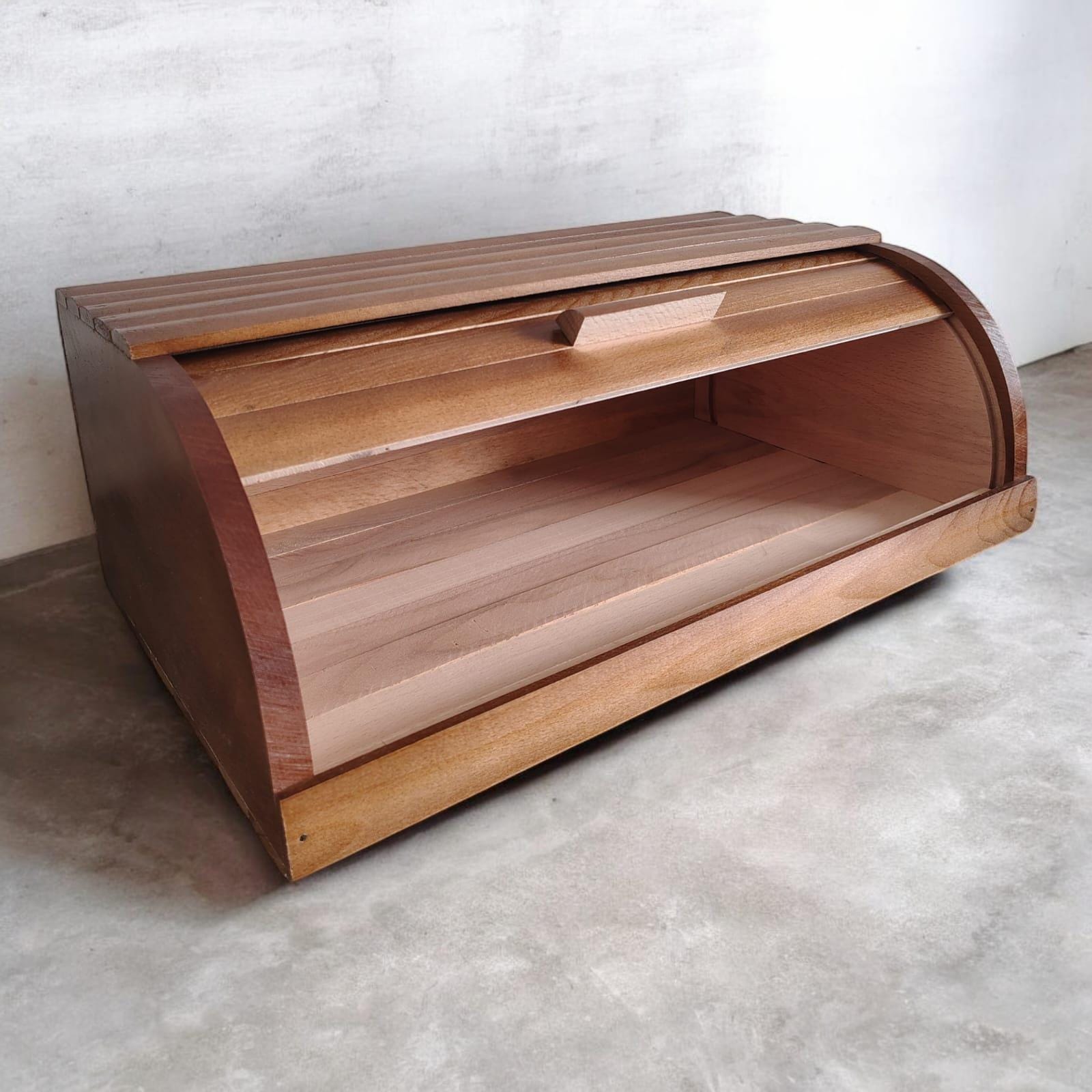 Handmade Wooden Roll Top Bread Box | Natural Wood Farmhouse Kitchen ...