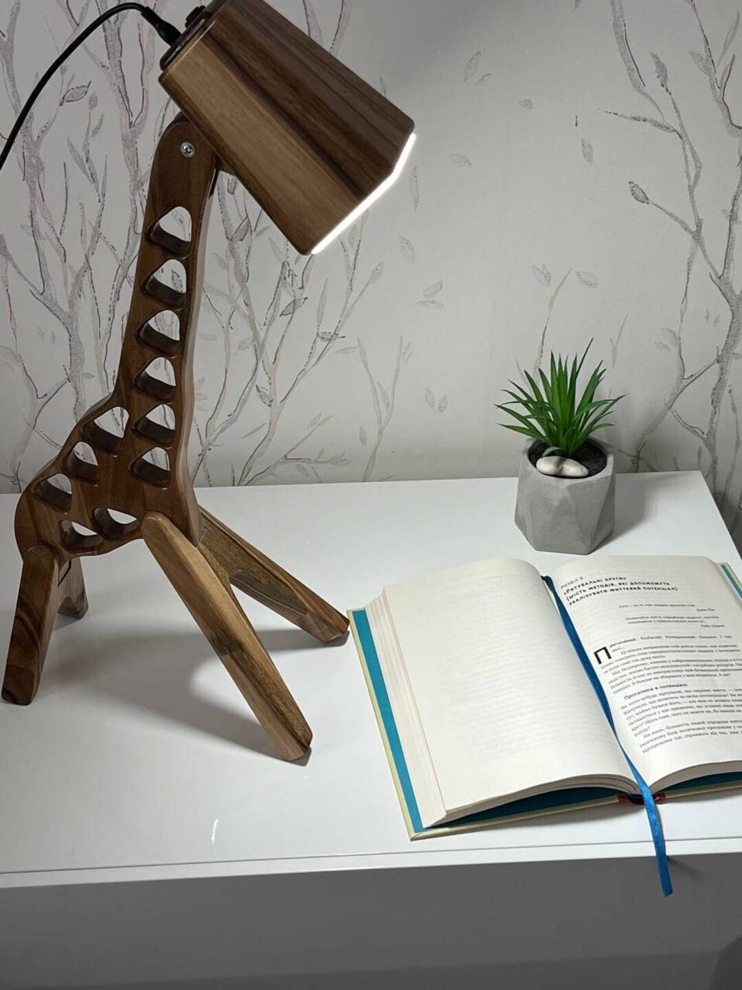 Giraffe Led Lighting, Wooden Reading Lamp for Kids Room, First Birthday ...