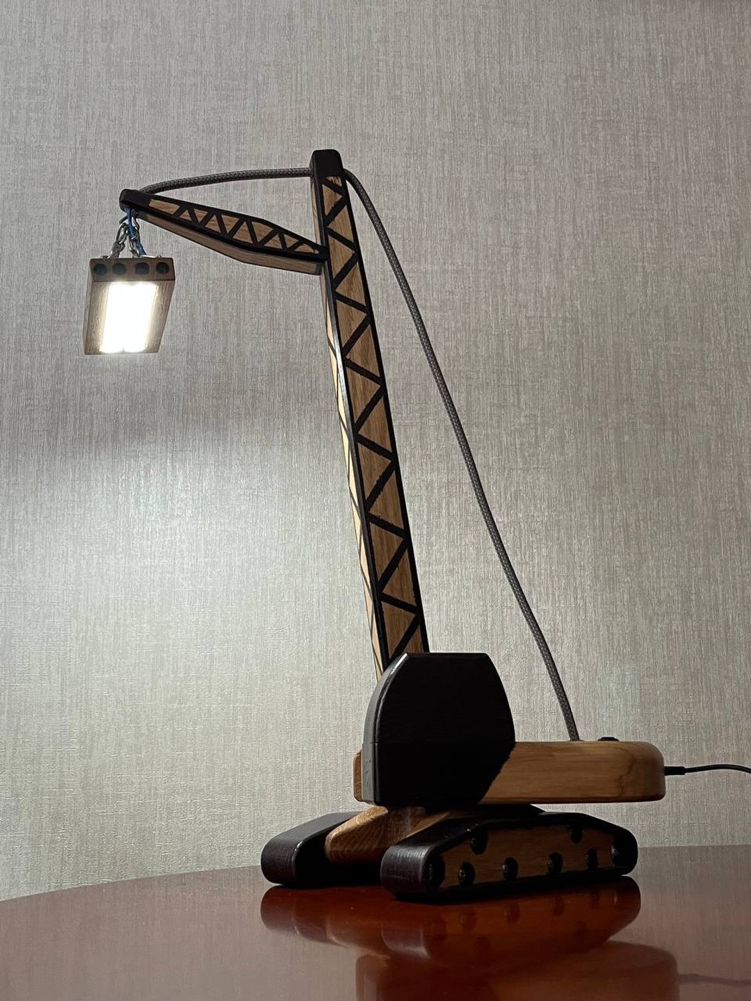 Crane Night Light: Walnut Wood LED Lamp, Boys Nursery Decor - Etsy