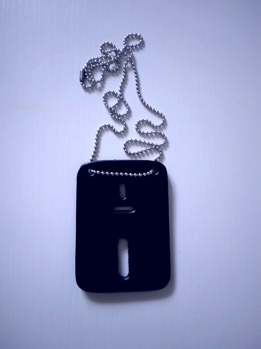 Basic Leather Badge Holder & Chain - Etsy