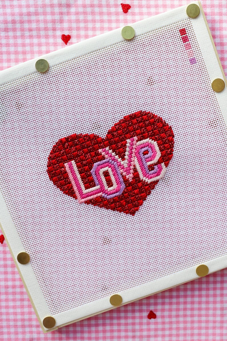 LOVE Heart | Hand Painted Needlepoint Canvas | 18 Mesh - Etsy