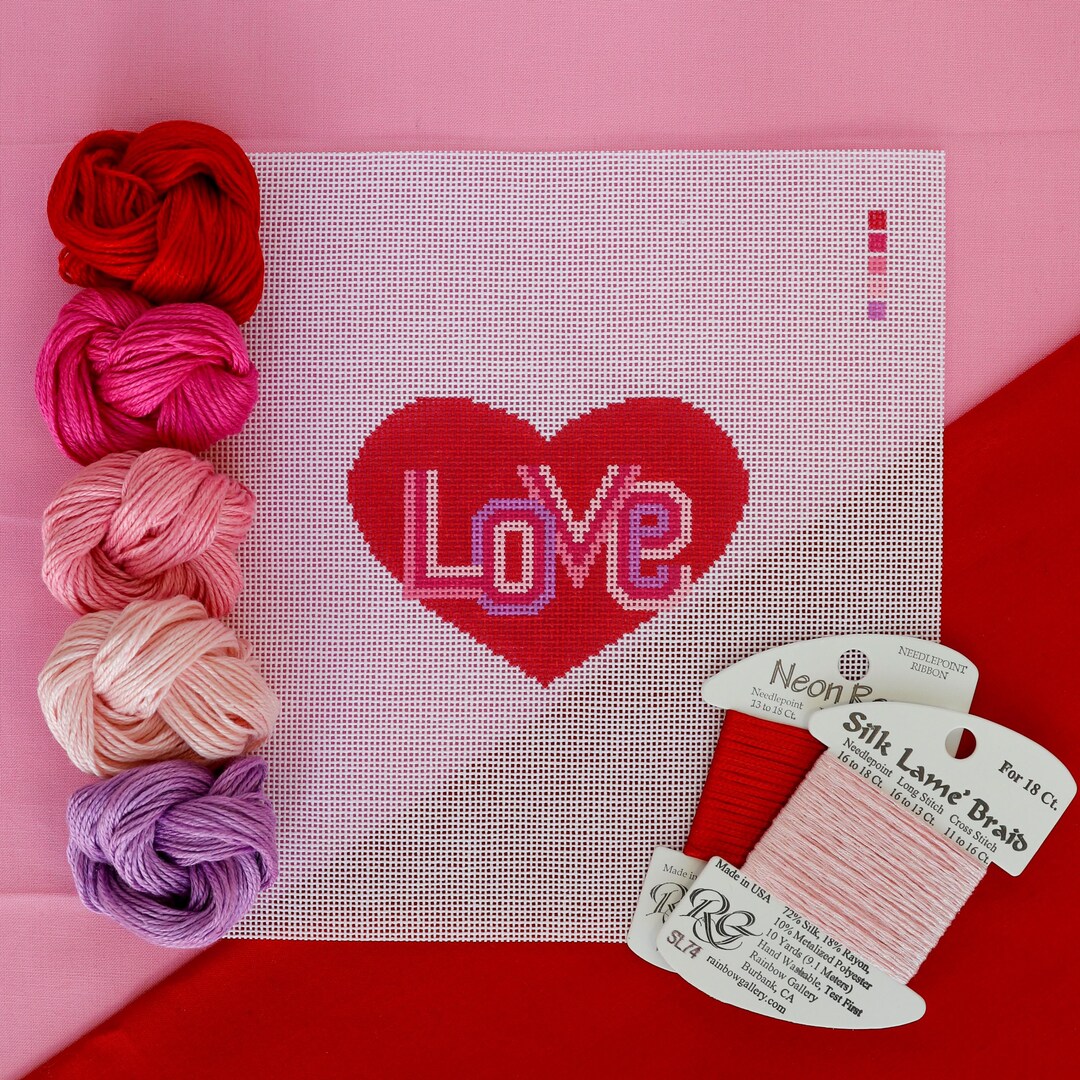 LOVE Heart | Hand Painted Needlepoint Canvas | 18 Mesh - Etsy