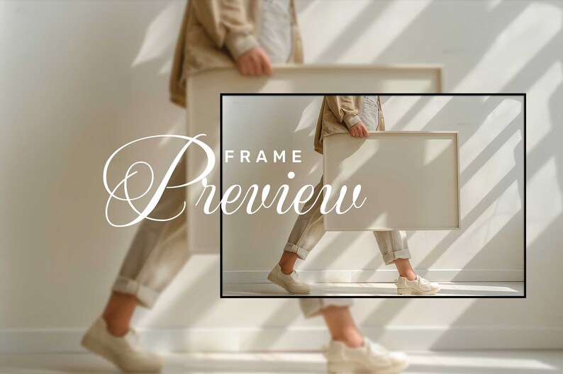 Landscape Horizontal Wood Frame Mockup With Person Wall Art Mockup ...