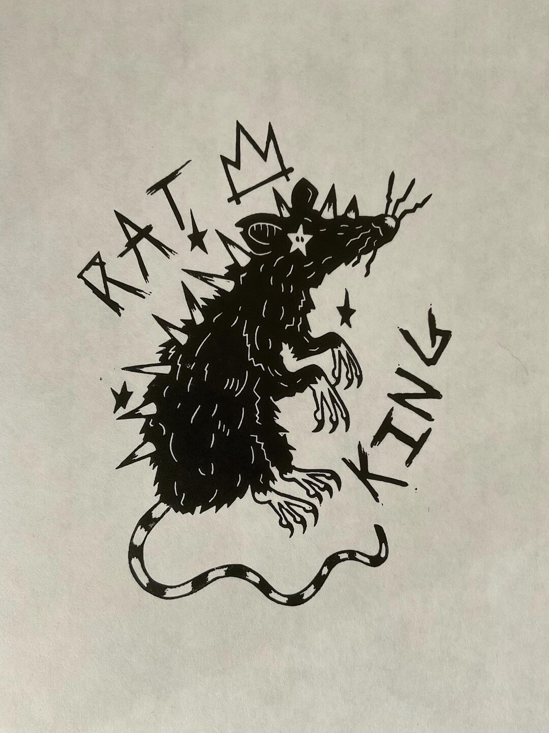 Skull, Stars & Fire Linocut Print | Creepy Artwork | Dark Gothic ...