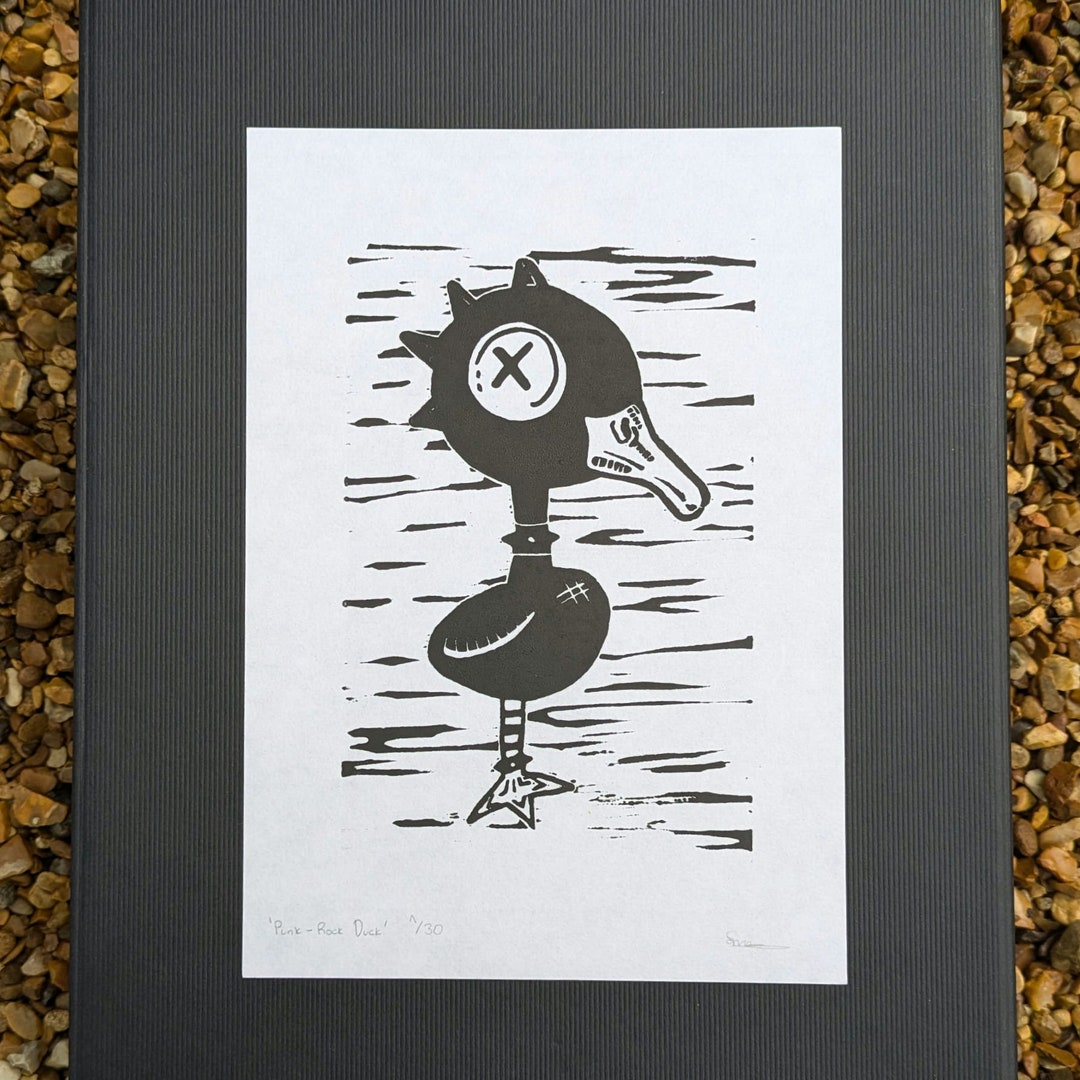 Gothic Duck Linoleum Print Fantasy Relief Print Creepy Alternative ...