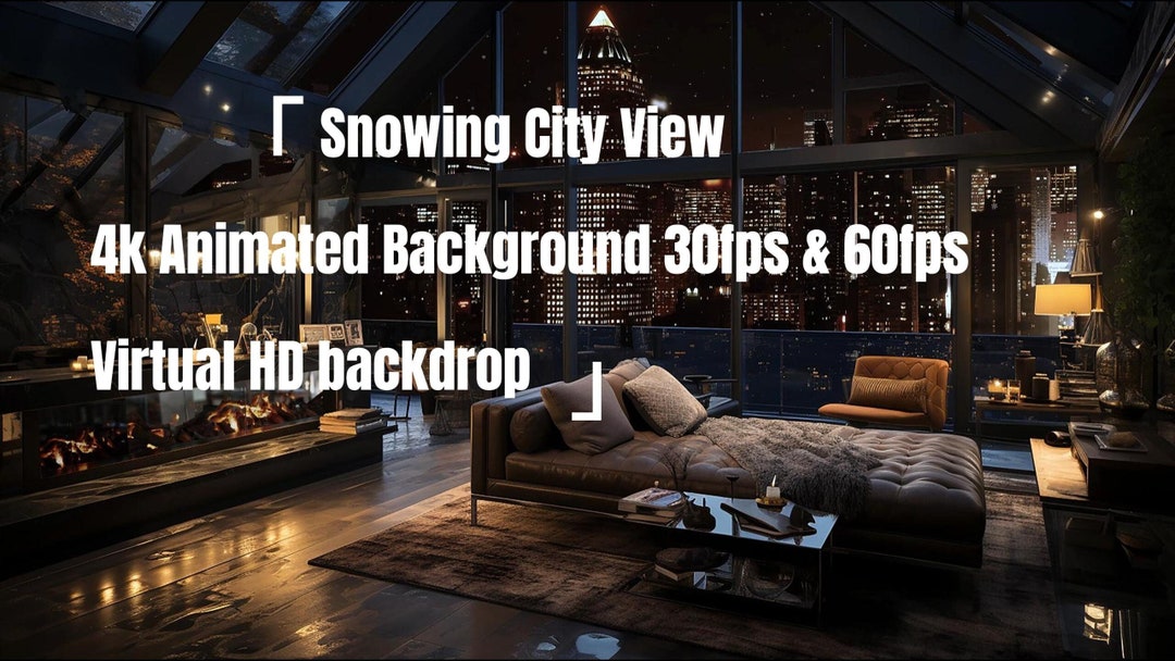 Romantic Snowing Cityview With Fireplace. ANIMATED BACKGROUND | Perfect ...