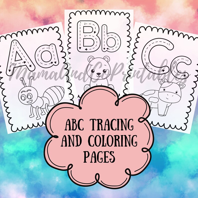 ABC Coloring and Tracing Pages for Kids - Etsy