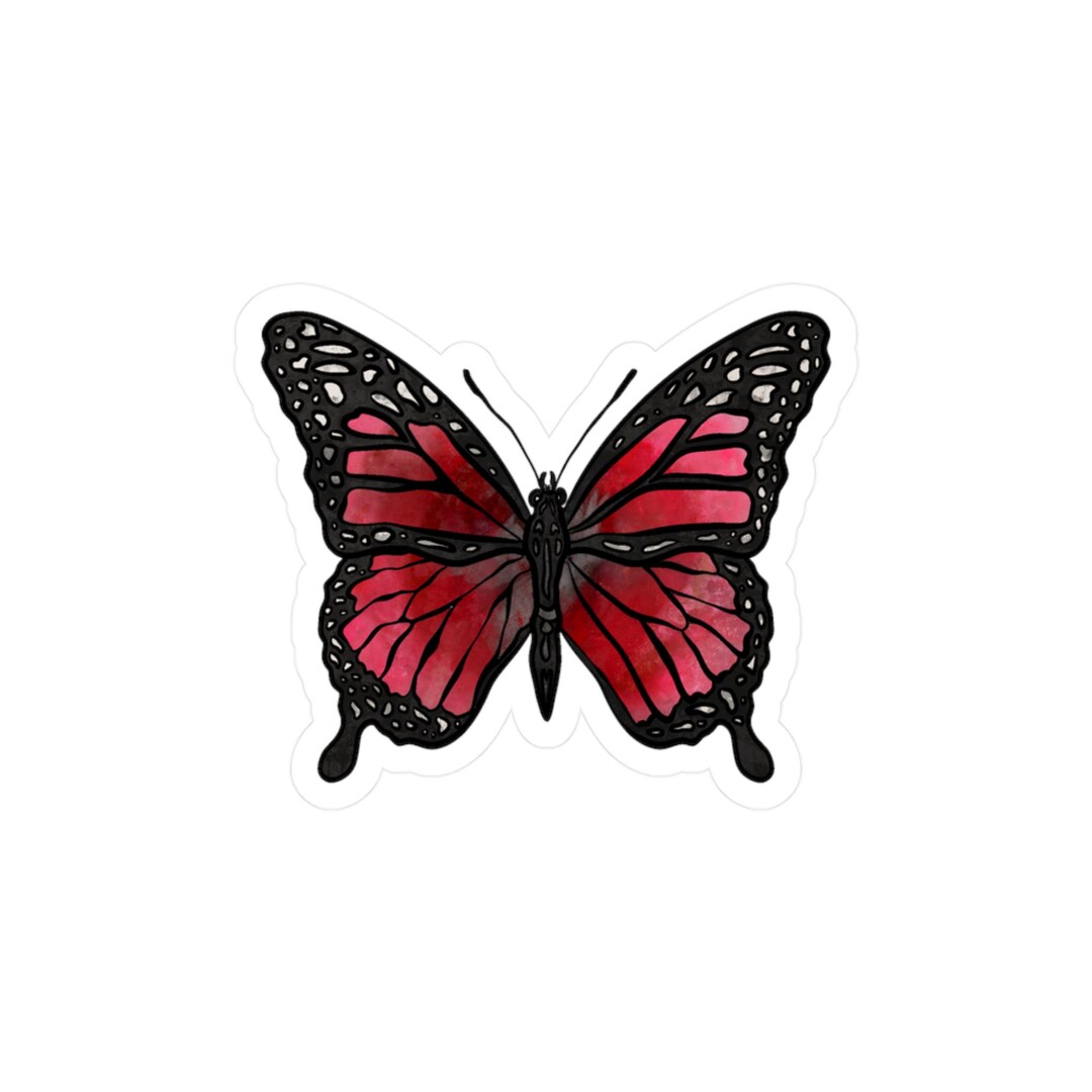 Red Butterfly Vinyl Sticker - Kiss-cut Vinyl Decal, Laptop Decal, Car ...