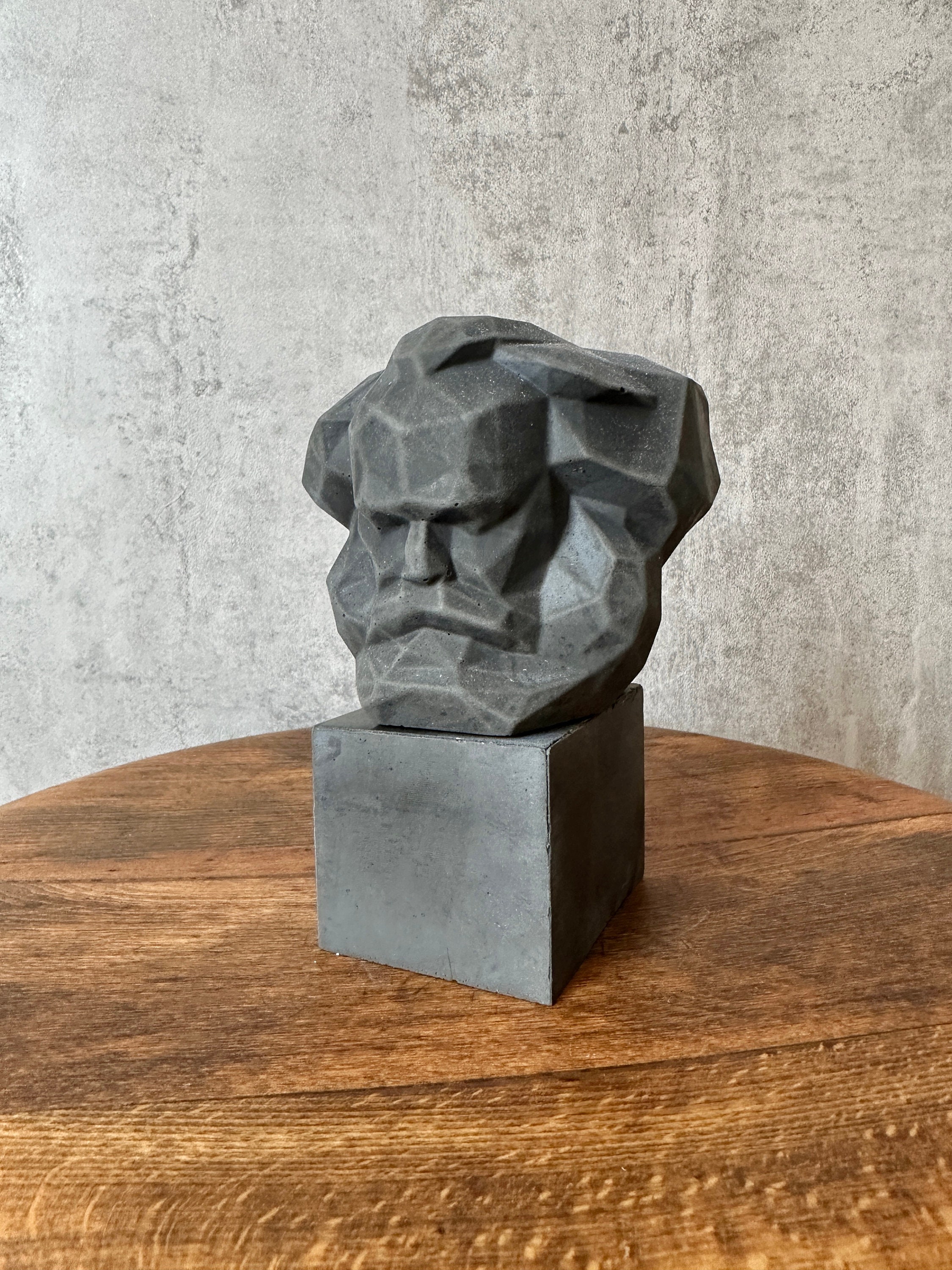 Head Large Bust Karl Marx Head Concrete Head With Black Base - Etsy