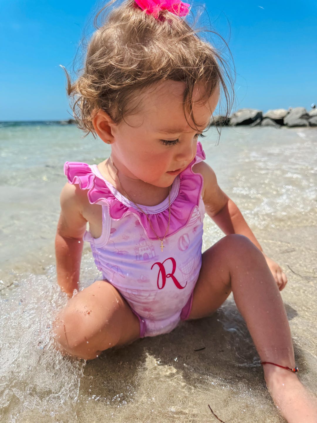 Toile Pink Girls Swimwear - Etsy