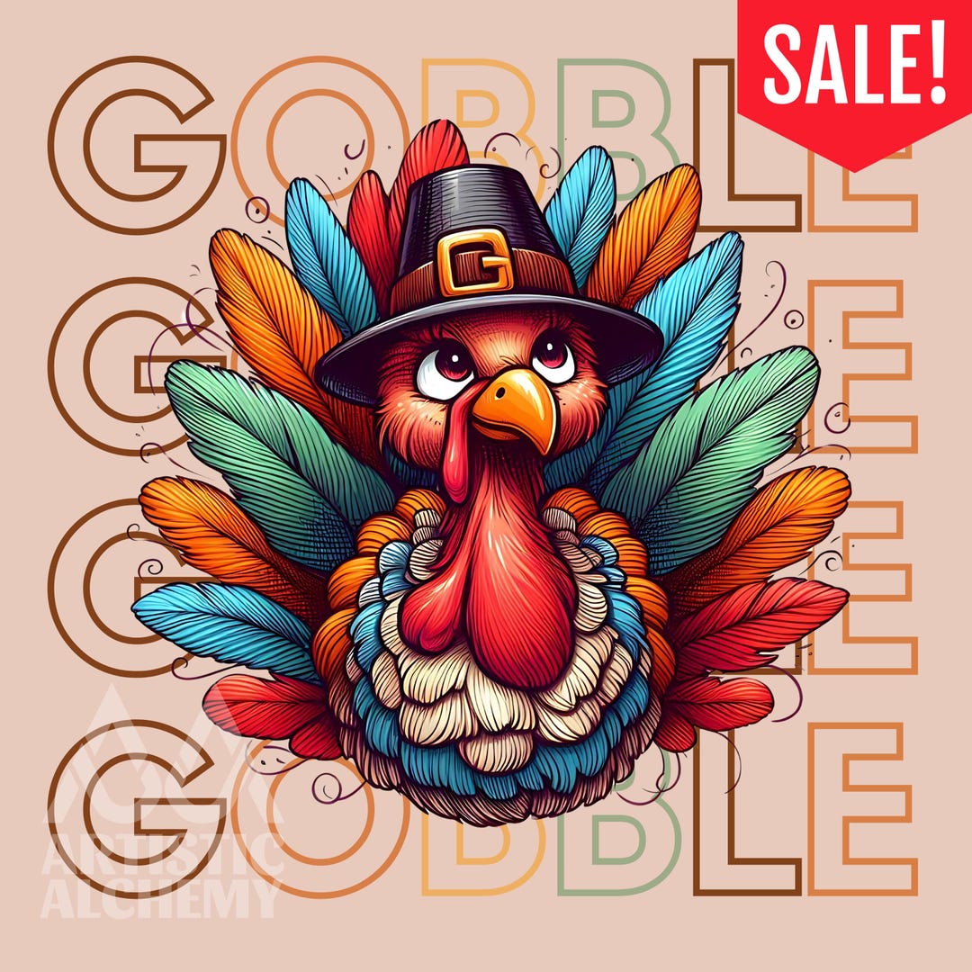 Colorful Thanksgiving Turkey Gobble PNG, Thanksgiving Clipart, Turkey ...