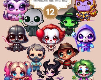 12 Horror Movie Characters Bundle, Horror Movie Killers PNG, Halloween ...