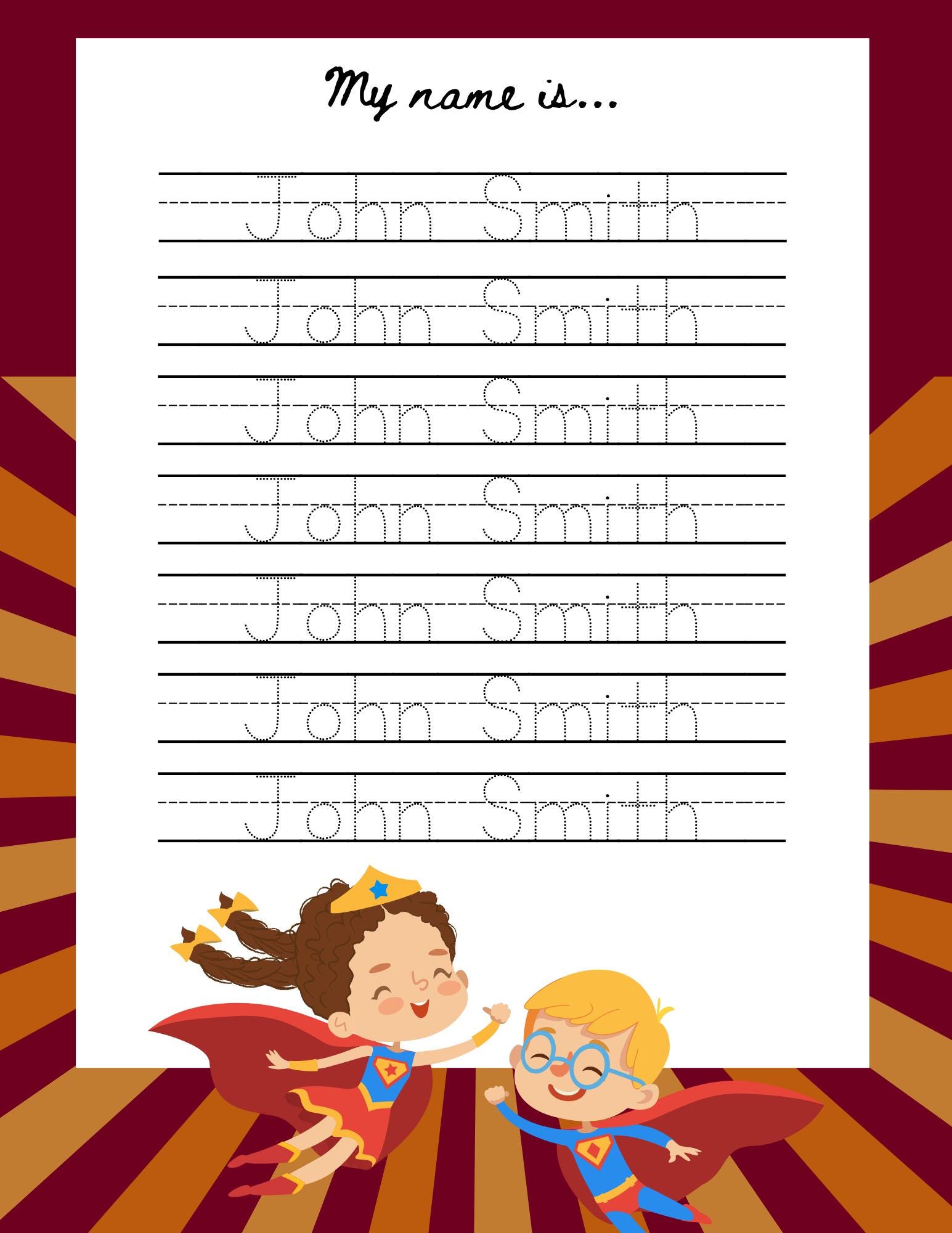 Custom Name Tracing Worksheet, Handwriting Practice, Name Writing ...