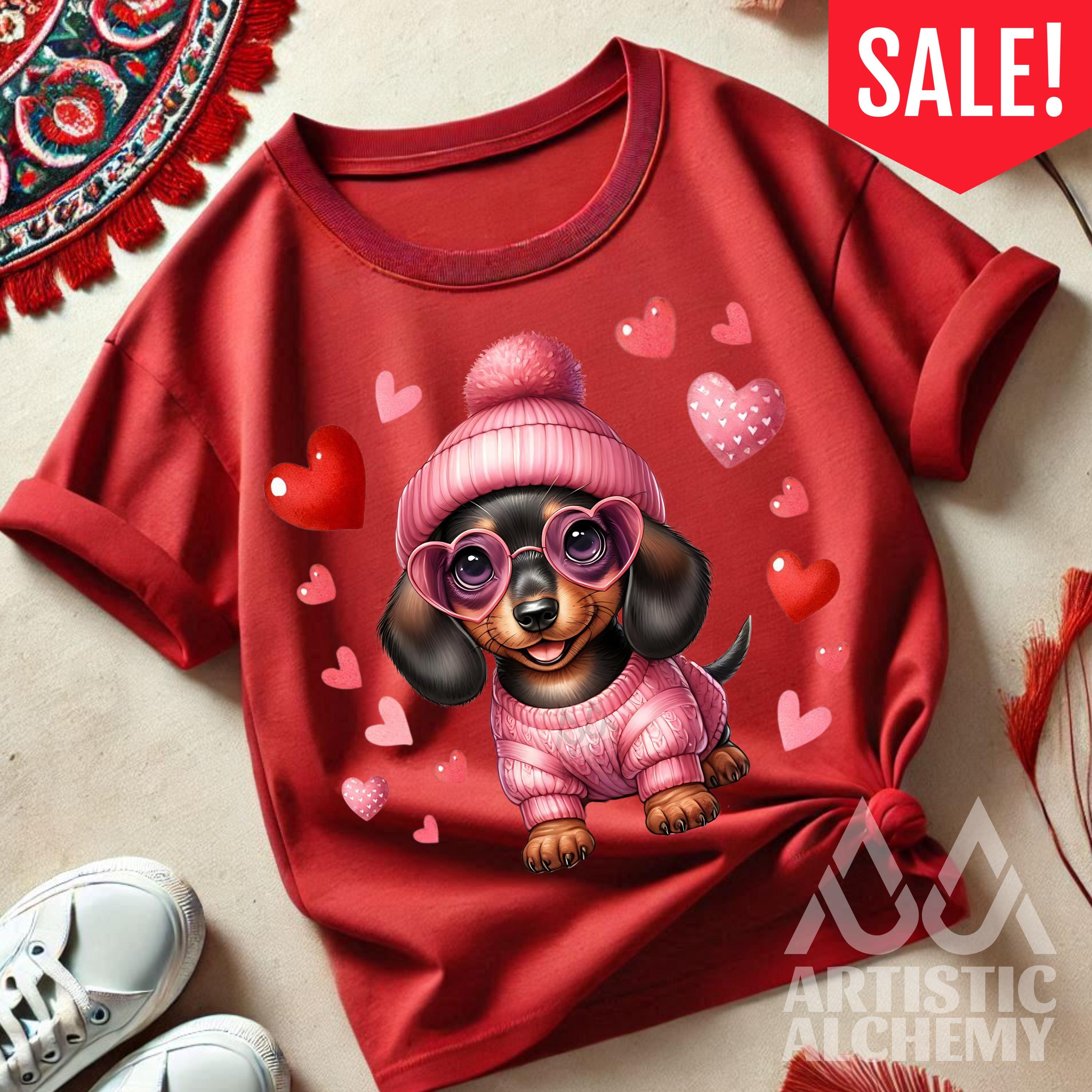 Valentine Dachshund Dog PNG, Cute Sublimation Design for Valentine’s ...