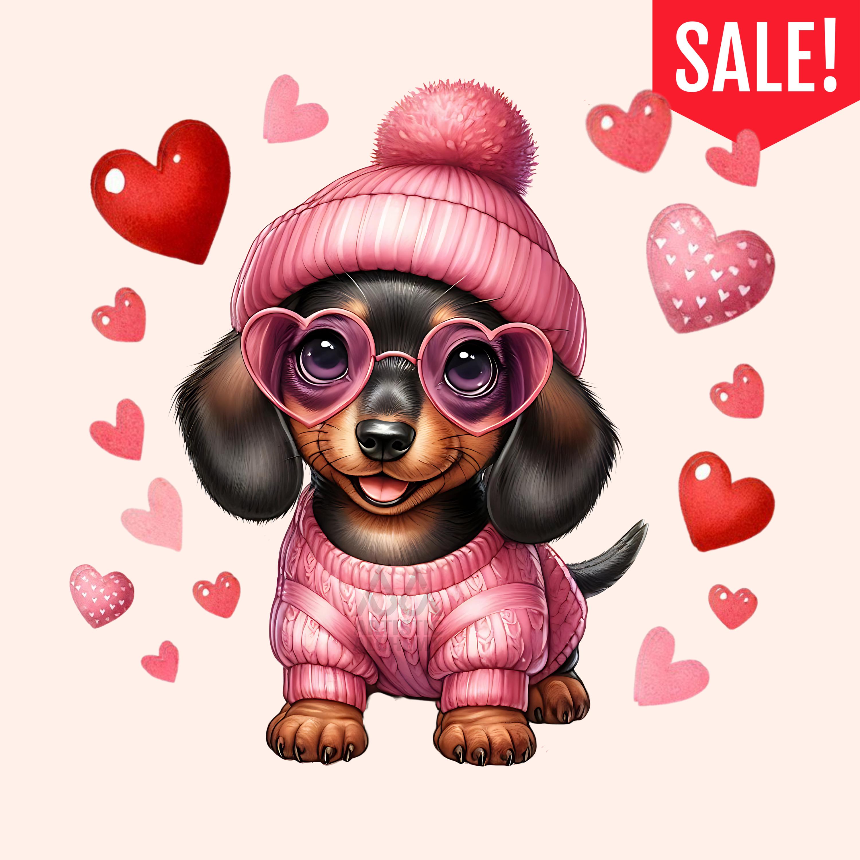 Valentine Dachshund Dog PNG, Cute Sublimation Design for Valentine’s ...