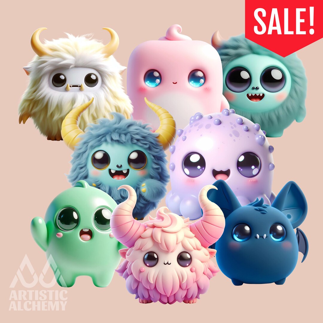 Chibi Monsters Clipart PNG Bundle, Chibi Monster, Monsters Art ...
