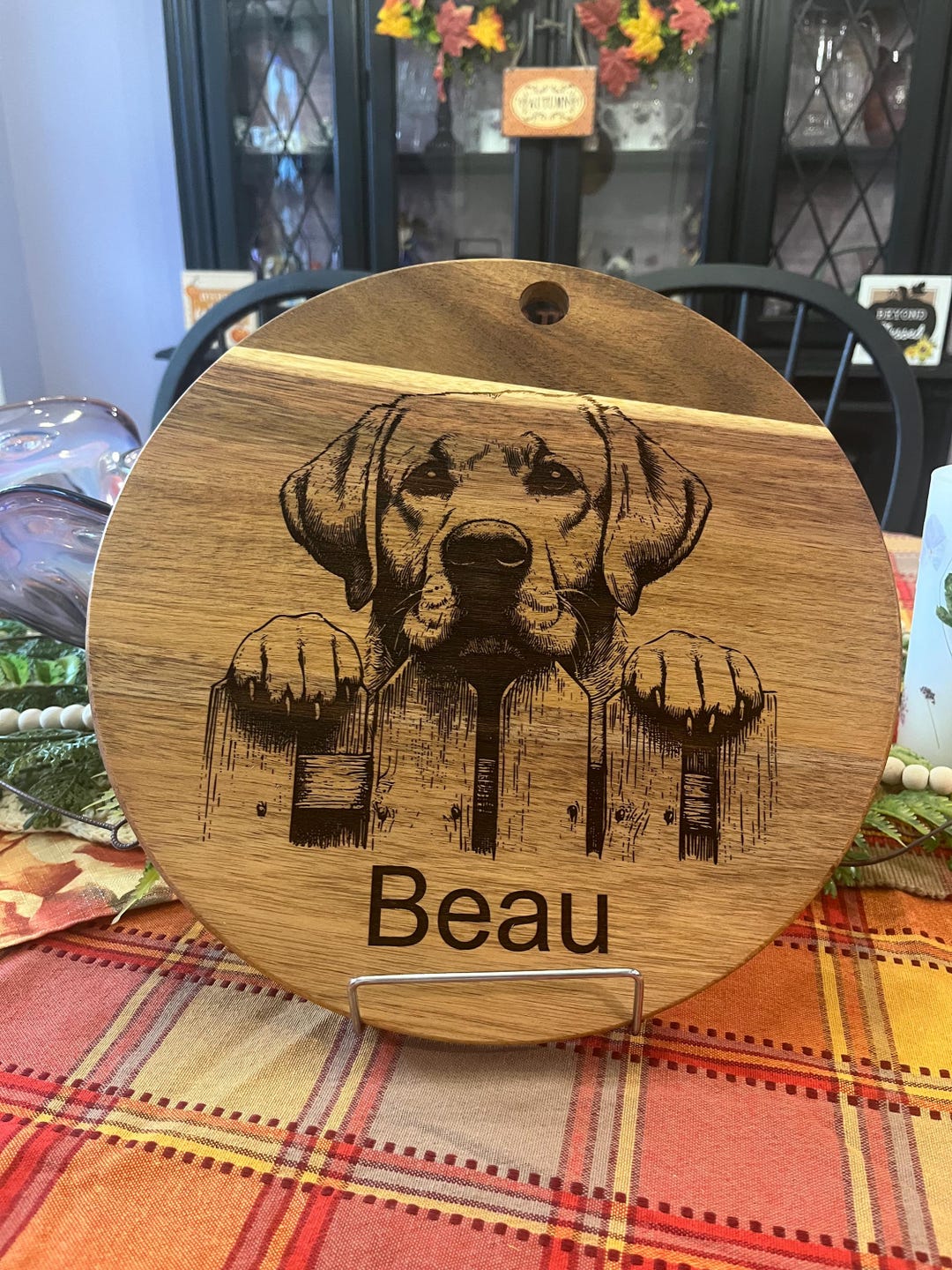 Rustic Lab Peeking Over Fence Cutting Board - 11 3/4 Inch Round - Etsy
