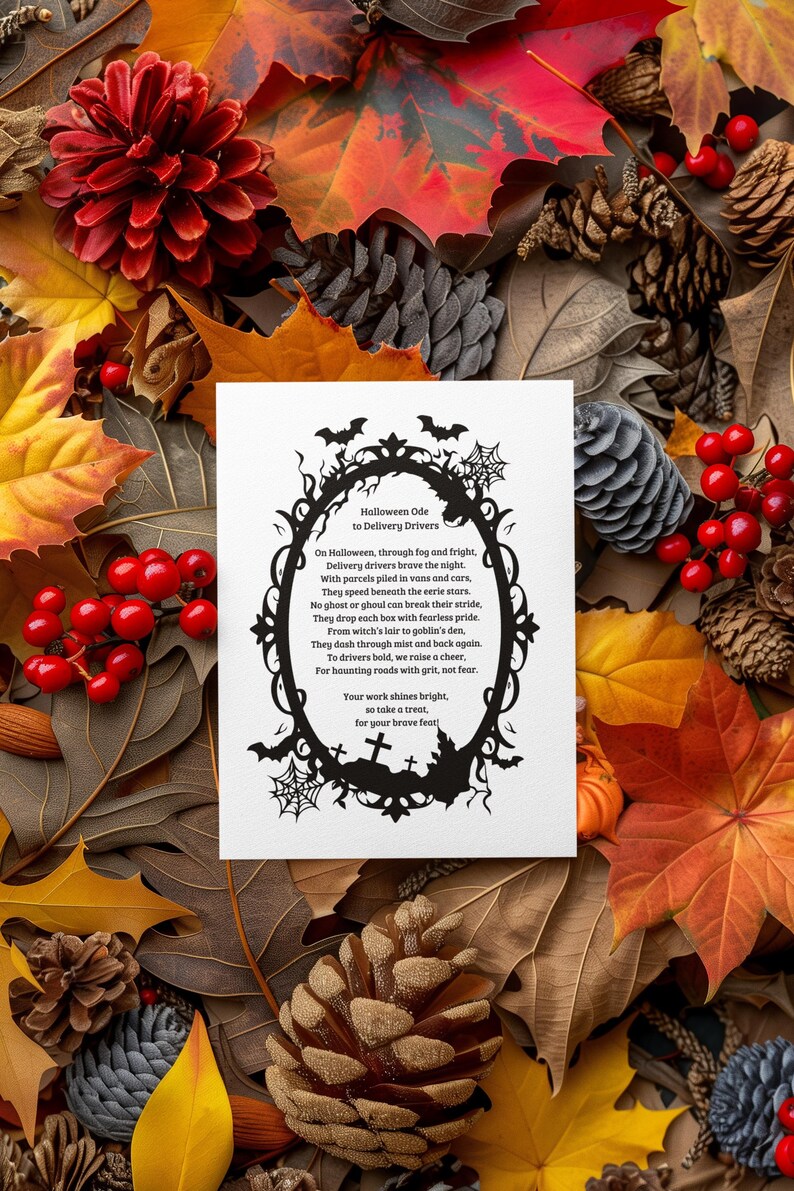 Halloween Ode to Delivery Drivers - Spooky Poem Printable, Gothic Frame ...