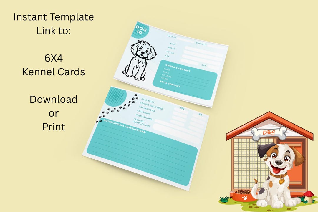 Kennel Card Template: Dog Sitter & Boarding Instructions (PDF Download ...