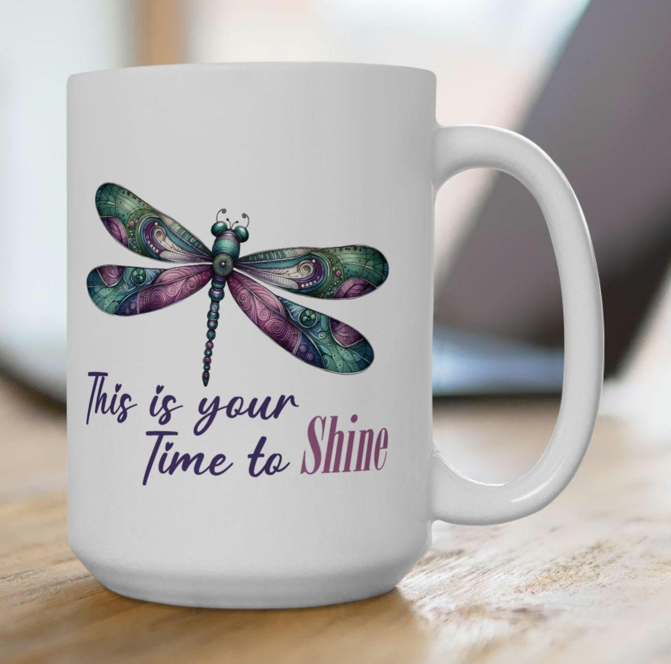 Dragonfly Coffee Mug Colorful Dragonflies Ceramic Mug Cup Large 15oz ...