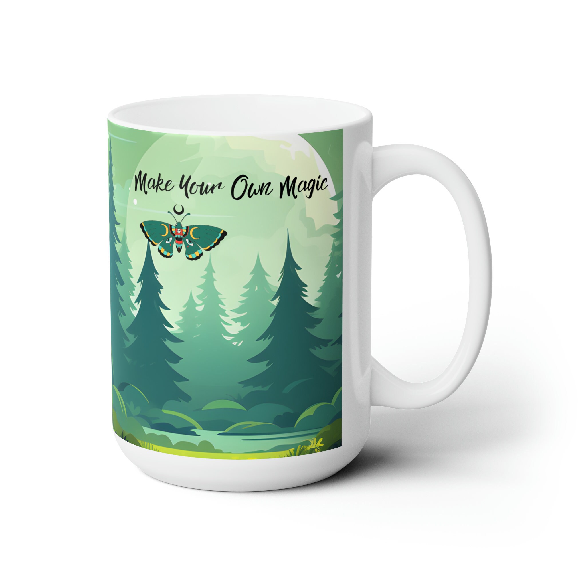 Fairy Moon Green Coffee Mug Moth Forest Make Your Own Magic 15 Oz Large ...