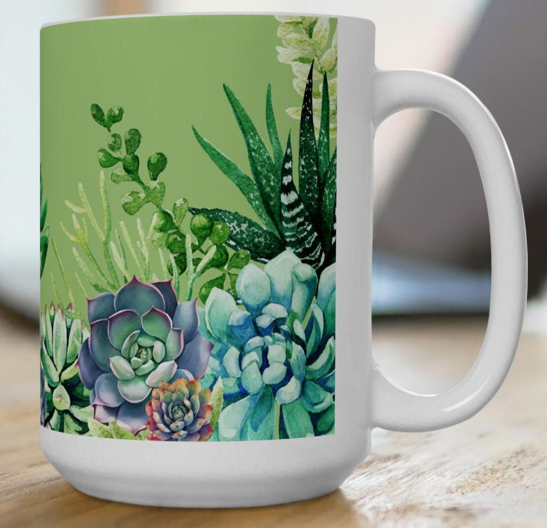 Succulent Coffee Mug Gift for Her Plants Gardening Gifts Ceramic Large ...