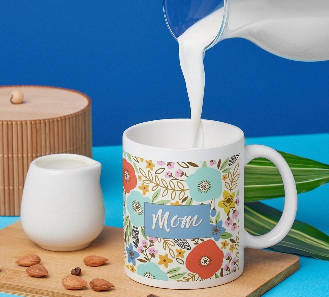 Mom Coffee Mug Large Capacity Ceramic Coffee Mug 15oz Orange Blue