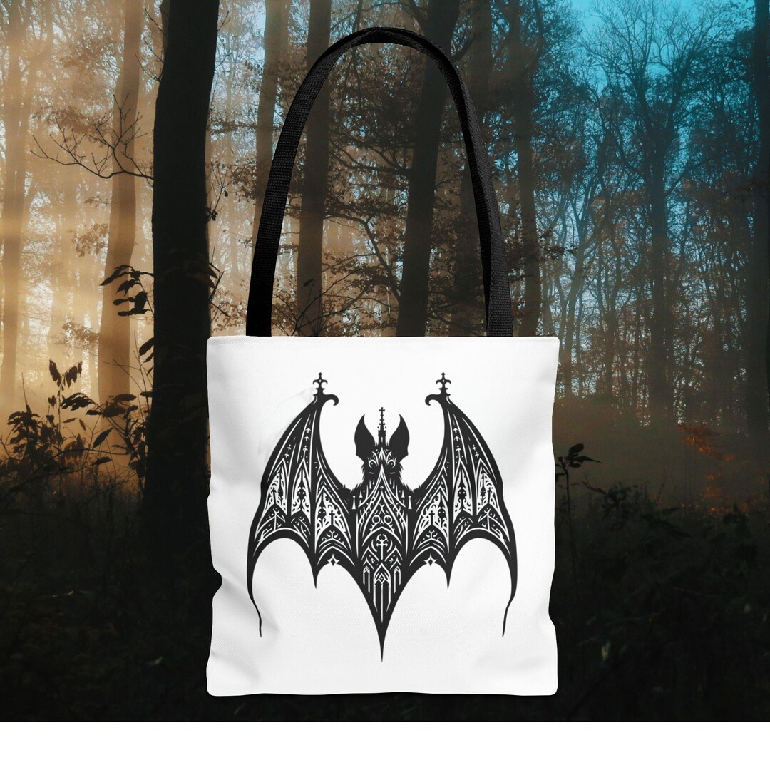 Gothic Bat Tote Bag, Spooky Halloween Shoulder Handbag, Dark Vampire ...