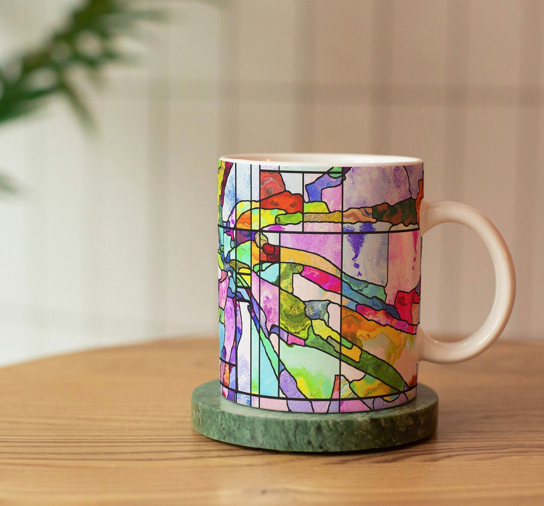 Gifts for Her Coffee Mug With Stained Glass Art Design Large Custom ...