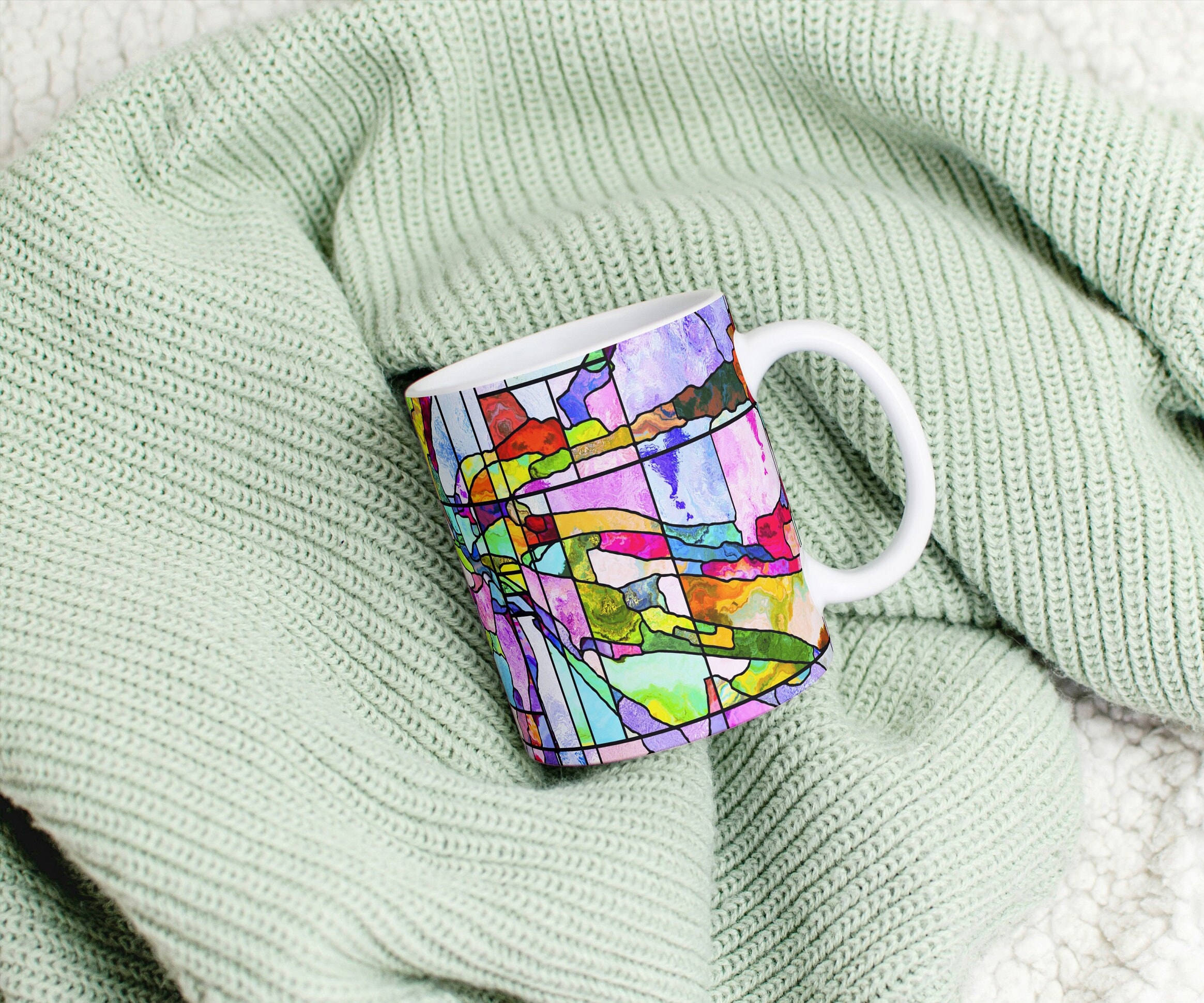 Gifts for Her Coffee Mug With Stained Glass Art Design Large Custom ...