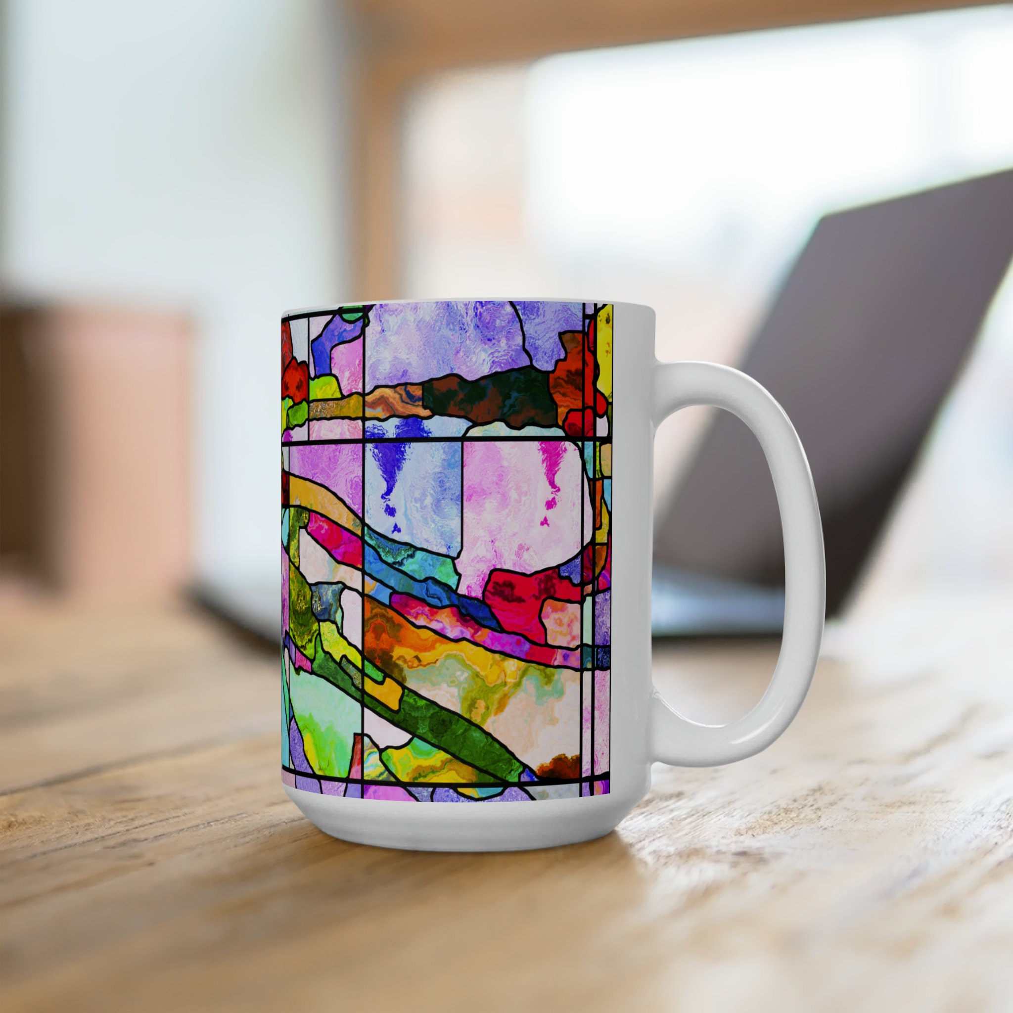 Gifts for Her Coffee Mug With Stained Glass Art Design Large Custom ...