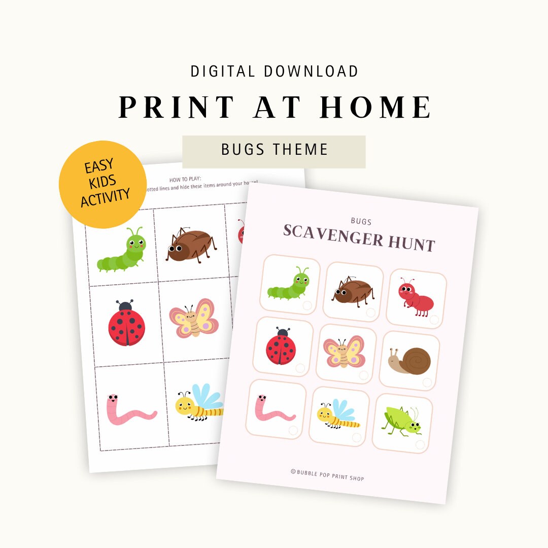 Indoor Scavenger Hunt | Bugs Theme | Easy Kids Activity - Etsy