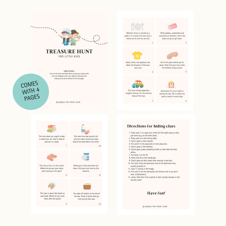 Indoor Treasure Hunt | Clue Game for Toddlers, Preschool, and Early ...