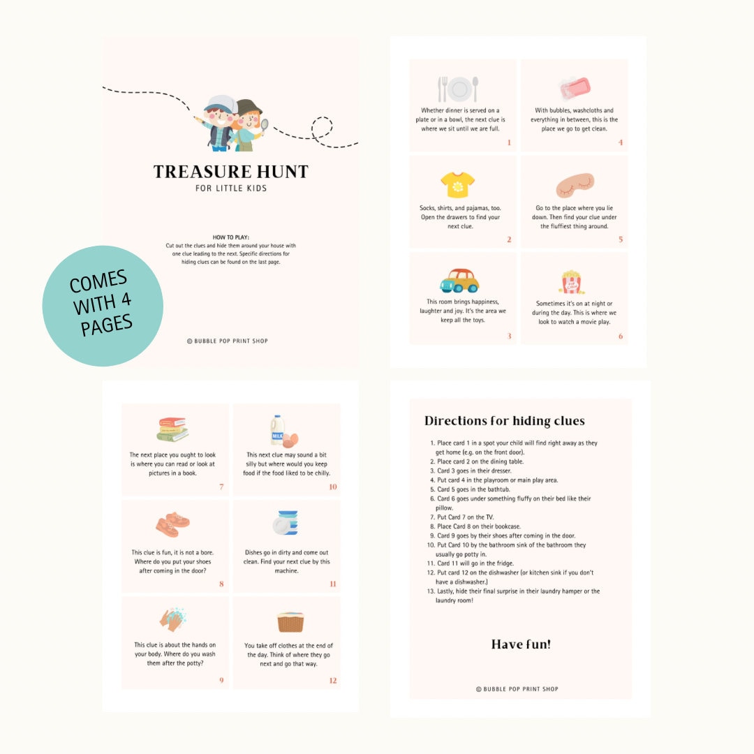 Indoor Treasure Hunt | Clue Game for Toddlers, Preschool, and Early ...