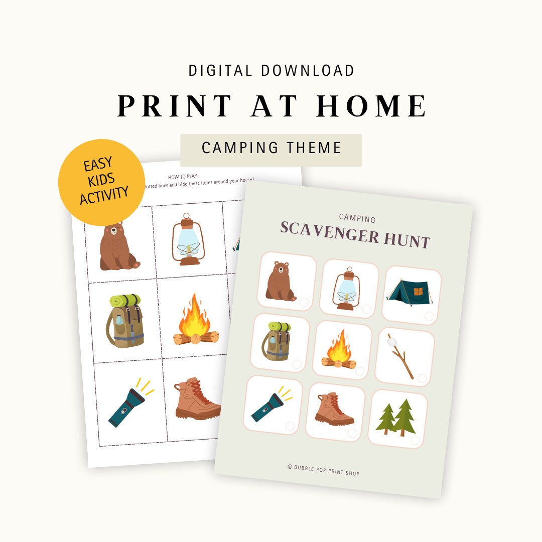 Indoor Scavenger Hunt | Camping Theme | Easy Kids Activity - Etsy