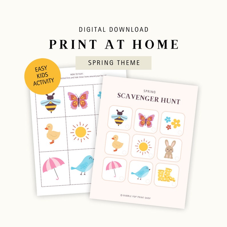 Indoor Scavenger Hunt | Spring Theme | Easy Kids Activity - Etsy