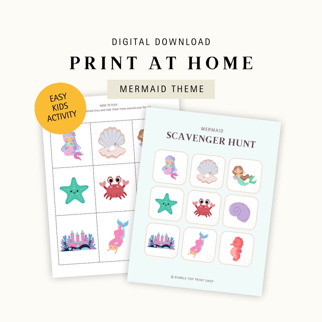 Indoor Scavenger Hunt | Mermaid Theme | Easy Kids Activity - Etsy
