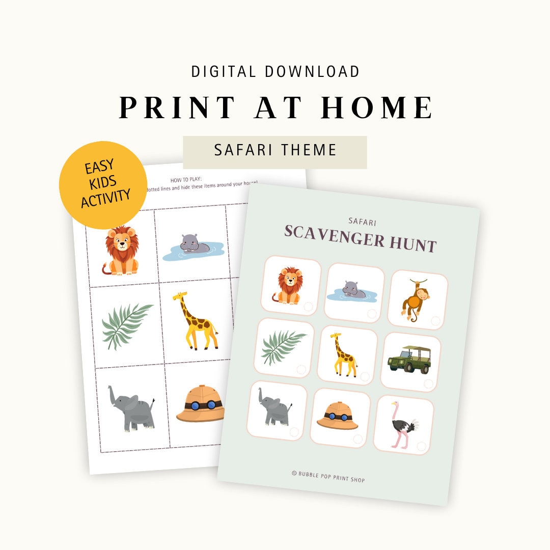 Indoor Scavenger Hunt | Safari Theme | Easy Kids Activity - Etsy