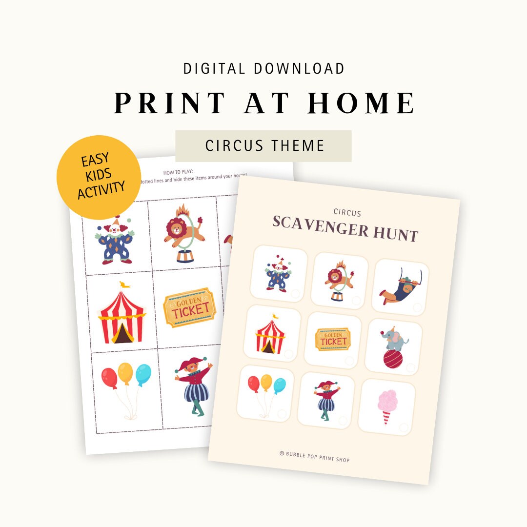Indoor Scavenger Hunt | Circus Theme | Easy Kids Activity - Etsy