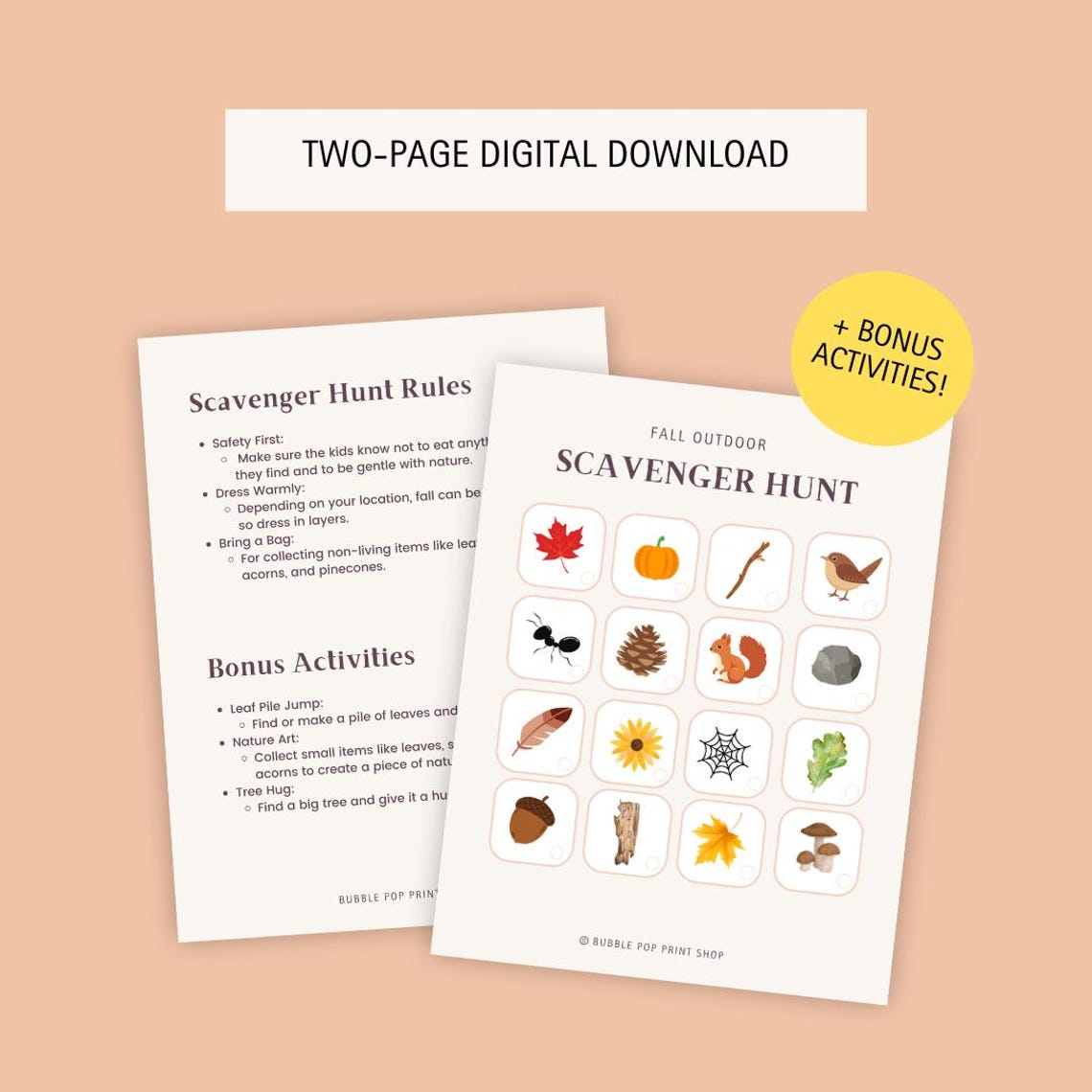 Fall Outdoor Scavenger Hunt Game Fun & Educational Autumn Kids ...