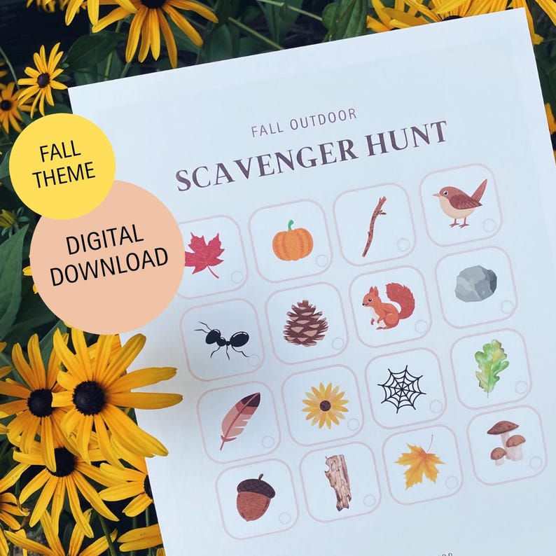 Fall Outdoor Scavenger Hunt Game Fun & Educational Autumn Kids ...