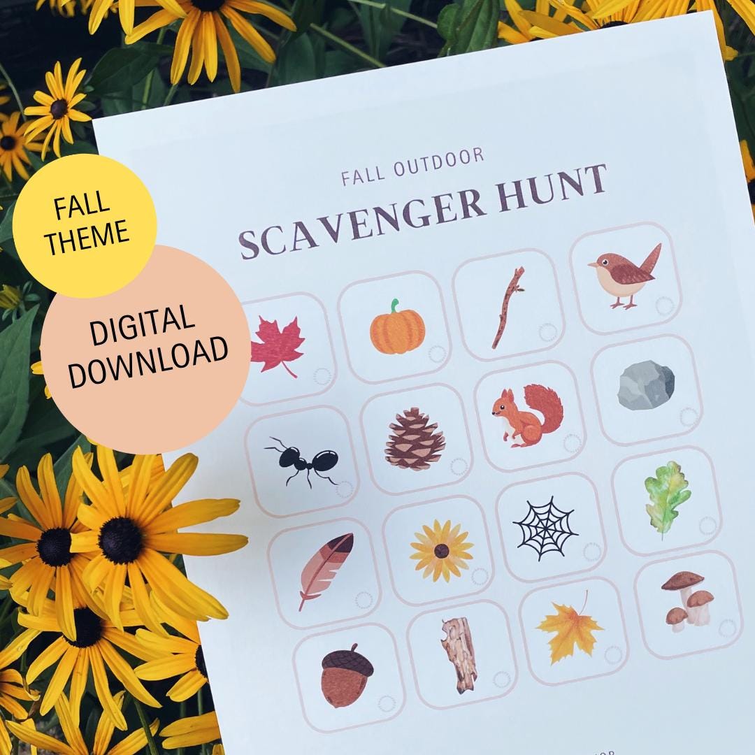Fall Outdoor Scavenger Hunt Game Fun & Educational Autumn Kids ...