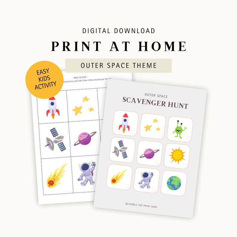 Indoor Scavenger Hunt | Outer Space Theme | Easy Kids Activity - Etsy